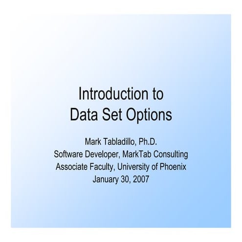 Introduction To Sas Data Set Options Ppt 