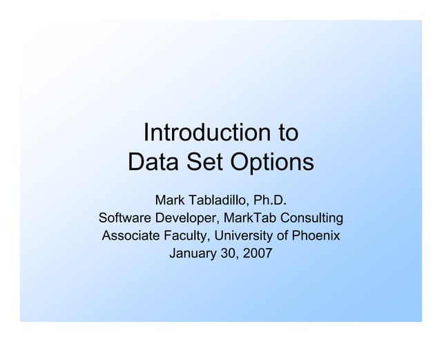 Introduction To Sas Data Set Options Ppt