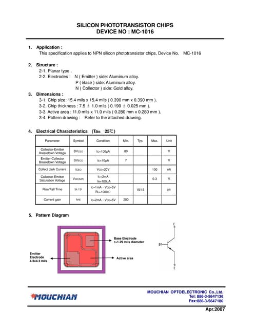 Data Sheet Of Mc 0103 | PDF | Consumer Electronics | Technology & Computing