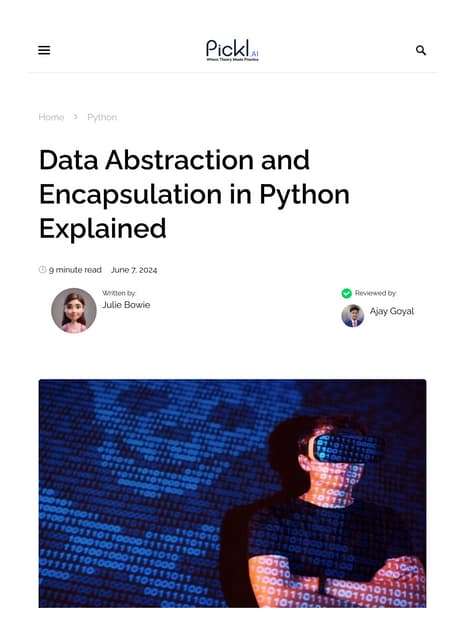 Understanding Data Abstraction And Encapsulation In Python Pdf