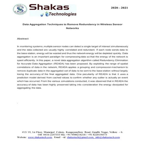 Data Aggregation Techniques To Remove Redundancy In Wireless Sensor 1890