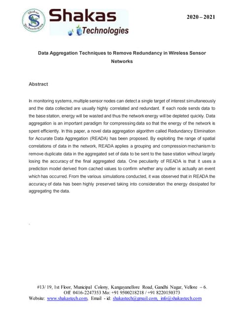 Data Aggregation Techniques To Remove Redundancy In Wireless Sensor 1890