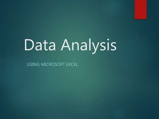 Data Analysis with Microsoft Excel | PDF