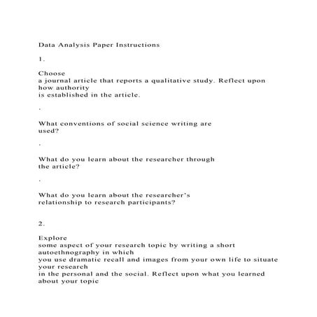 Qualitative Data Analysis Assignment InstructionsDUE by 10a | DOCX