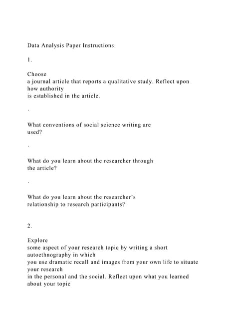 Qualitative Data Analysis Assignment InstructionsDUE by 10a | PDF