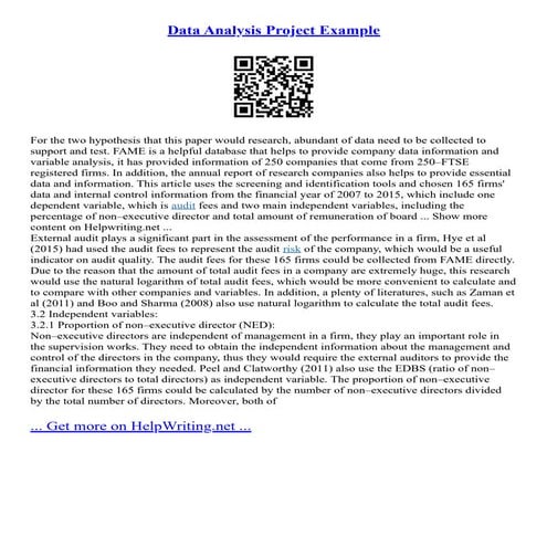 Data Analysis Project Example | PDF