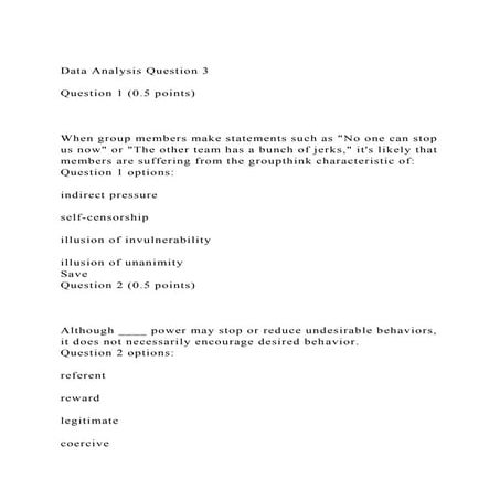 Data Analysis Question 3Question 1 (0.5 points) .docx