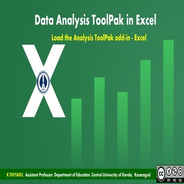 Install Addin Excel - Data Analysis Tool Pak - Thiyagu | PDF