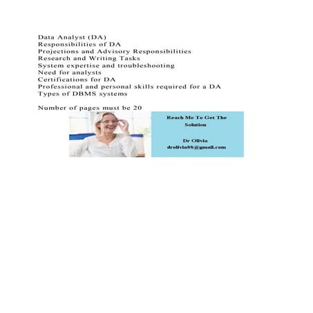 Data Analyst (DA)Responsibilities of DAProjections and Advisory .docx