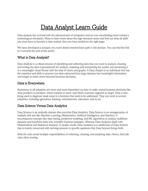 Data Analyst Training Essentials Skills For The Modern Analyst Ppt