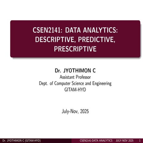 Data Analytics Descriptive, Predictive, Prescriptive Part A | PDF
