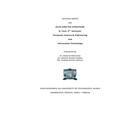 Data And File Structure Lecture Notes Pdf