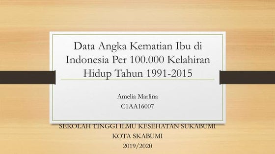 Data angka kematian ibu di indonesia per 100 | PPT