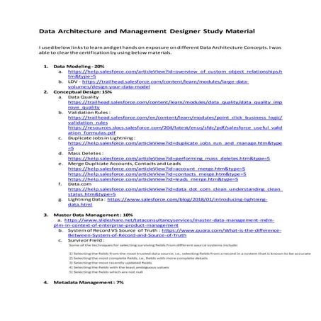Data architecture and management designer study material and preparation guide | DOCX ...