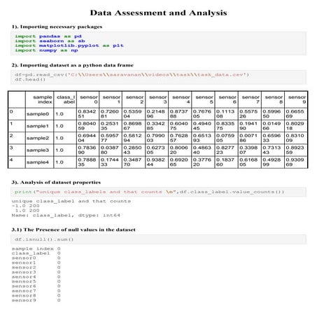 Data Assessment and Analysis for Model Evaluation | PDF