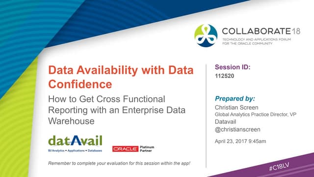 Collaborate 2018 How To Get Cross Functional Reporting With An