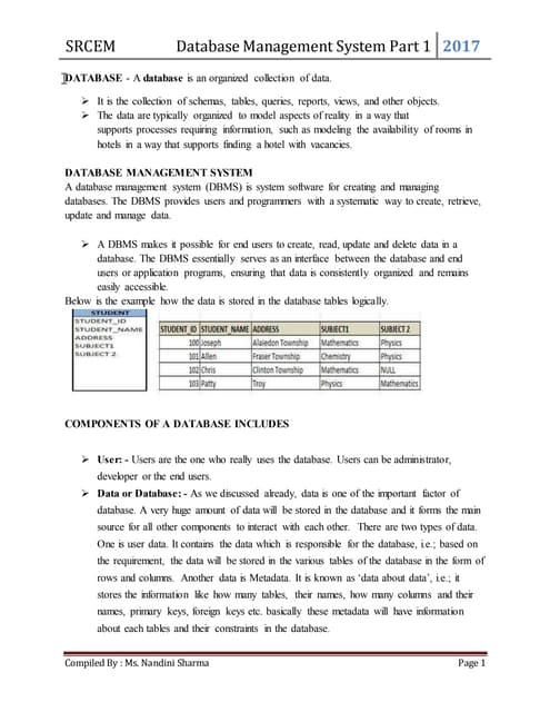 Introduction To Databaseppt Databases Computer Software And Applications