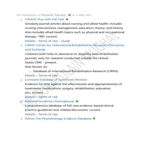 DATABASE USE IN PHYSICAL THERAPY | DOCX