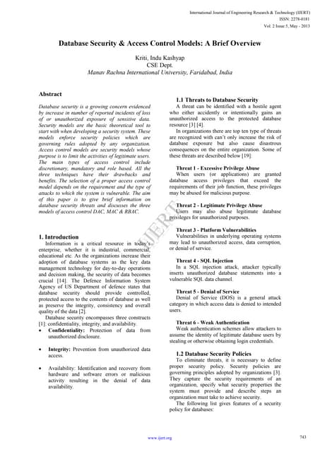 UNIT 3- DATABASE INTEGRITY AND SECURITY CONCEPTS (1).pdf | Databases | Computer Software and ...
