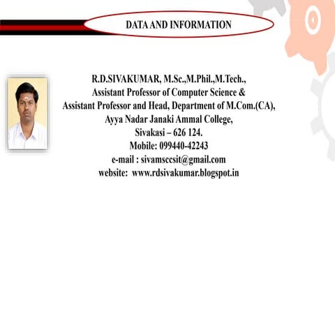 Data and Information - R.D.Sivakumar | PPT