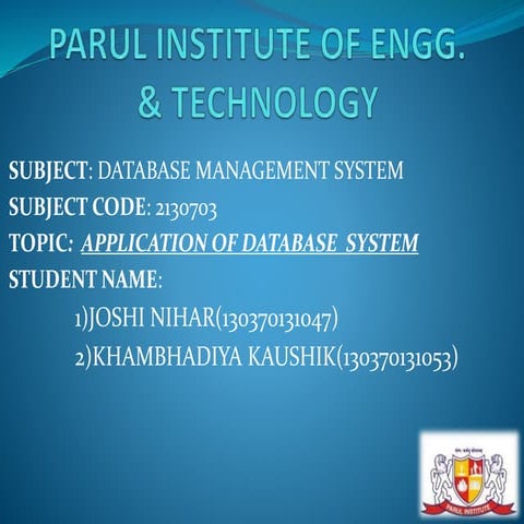 application of databas | PPT