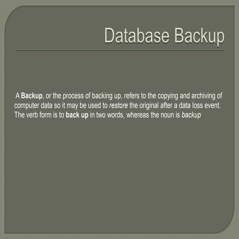 Database backup | PPT
