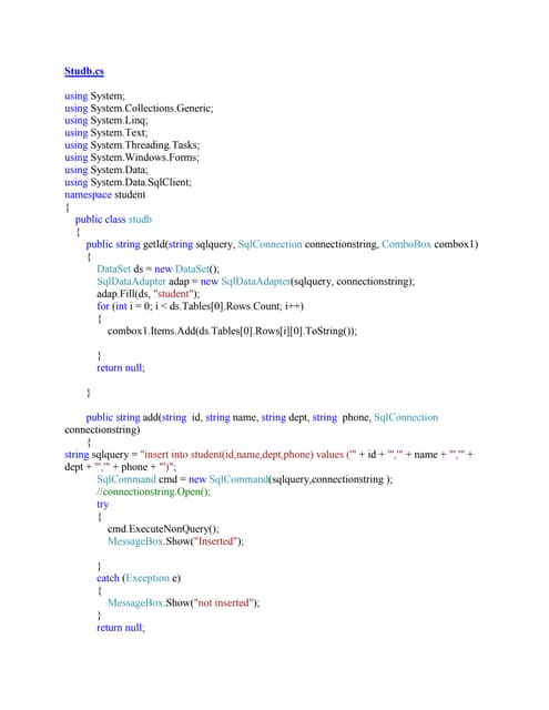 How To Create Database Component Enterprise Application Using C Lab Pdf 4868