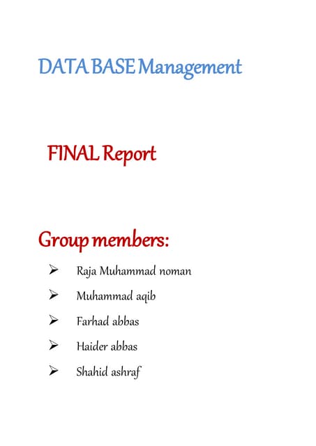 data base management report | PDF
