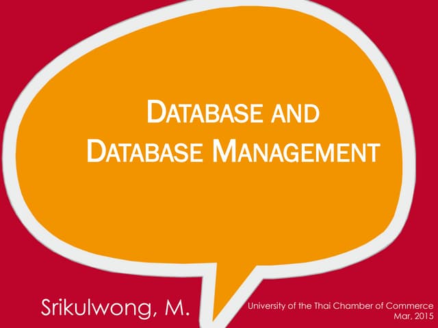 Overview Of Database And Database Management Ppt