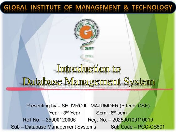 Introduction to Database Management System | PPT