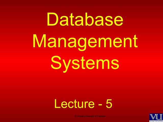 Database Management Systems Cs403 Power Point Slides Lecture 05 Ppt