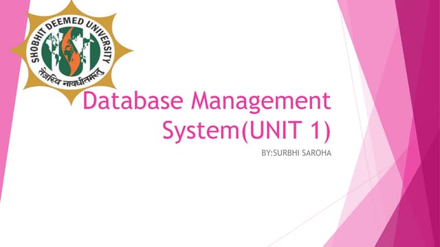 Database Management System(UNIT 1) | PPTX Database Management System(UNIT 1) | PPTX