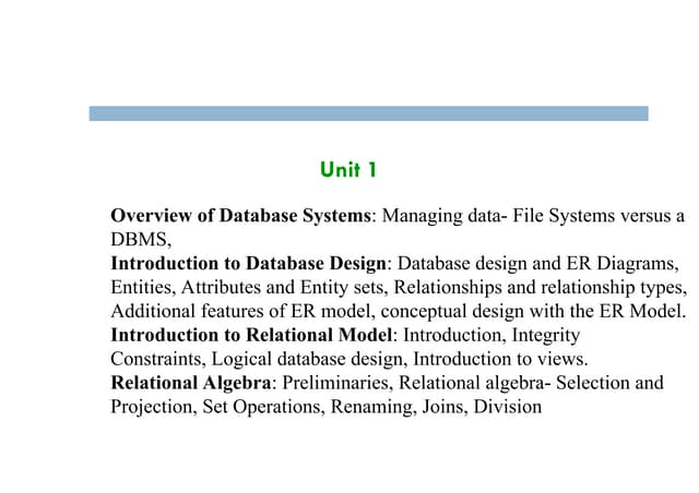 Database Management Systems Lecture Notes Unit 1ppt 0306