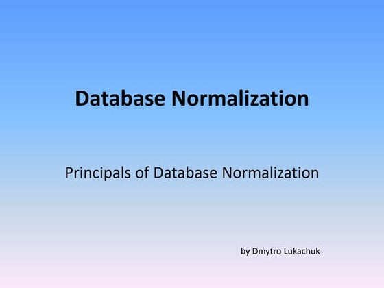 Normalisation | PPT