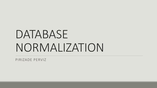 Database Normalization Ppt