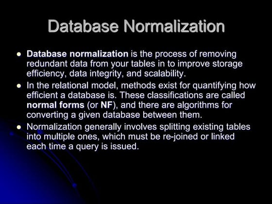 Normalization | PPTX | Databases | Computer Software and Applications