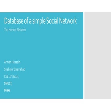 Database of a Simple Social Network | PPTX