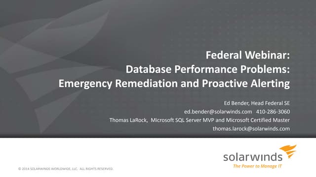 Database Performance Problems Emergency Remediation And Proactive