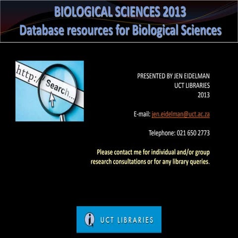 Database resources for biological sciences 2013 | PPTX | Databases ...