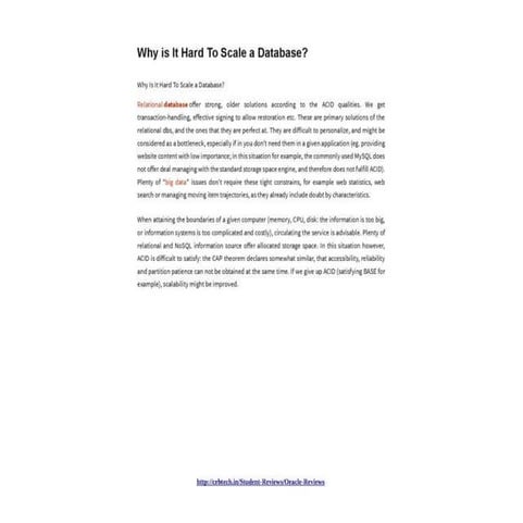 Database scaling | PPTX | Databases | Computer Software and Applications