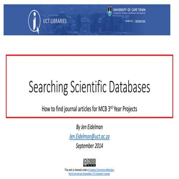 Database searches MCB 3rd year projects | PPTX | Databases | Computer ...
