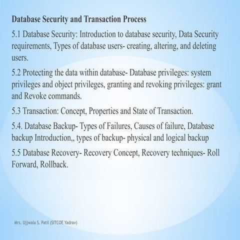 Database Security and Transaction Processing | PPTX