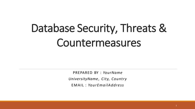 Database Security Threats And Countermeasures Pptx
