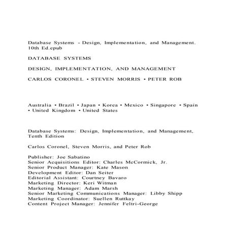 Database Systems Design Implementation And Management 10t Pdf