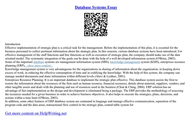 Database Systems Essay | PPT Database Systems Essay | PPT