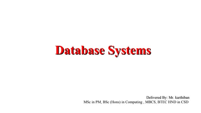 Database systems introduction | PPT Database systems introduction | PPT