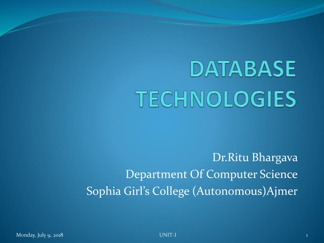 Database tachnologies | PPT Database tachnologies | PPT