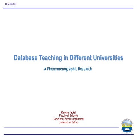 Database teaching in different universities | PPTX | Databases ...