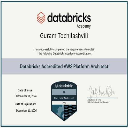 Databricks Accredited AWS Platform Architect | PDF