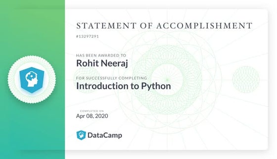DataCamp_StatementOfAccomplishment_Introduction to SQL | PPT